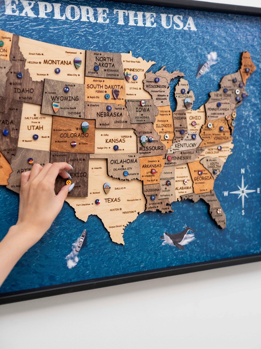 United States Map, Wooden Map of USA, Maps Wall Art, Home Gift, Travel ...