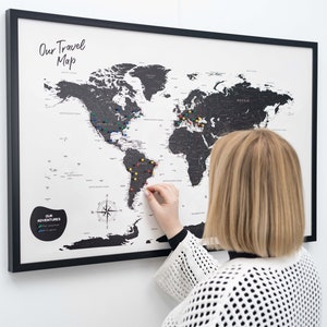 Personalized World Map, Apartment Decor, Framed Wall Decor, Detailed ...