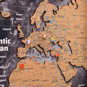 World Map Push Pin Cork World Map on Board Travel Map - Etsy