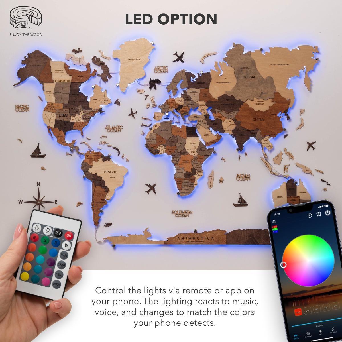 World Map Wall Art, Interactive LED Map, Push Pin Map, Home Decor, 3D ...