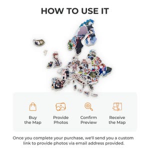 Europe Wall Map, Custom Photo Map, Home Decor, Wall Art, Family Photo ...