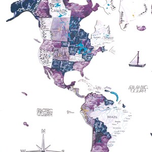 Unique World Map for Wall, Birthday Gift for Travel Lovers, Places You ...