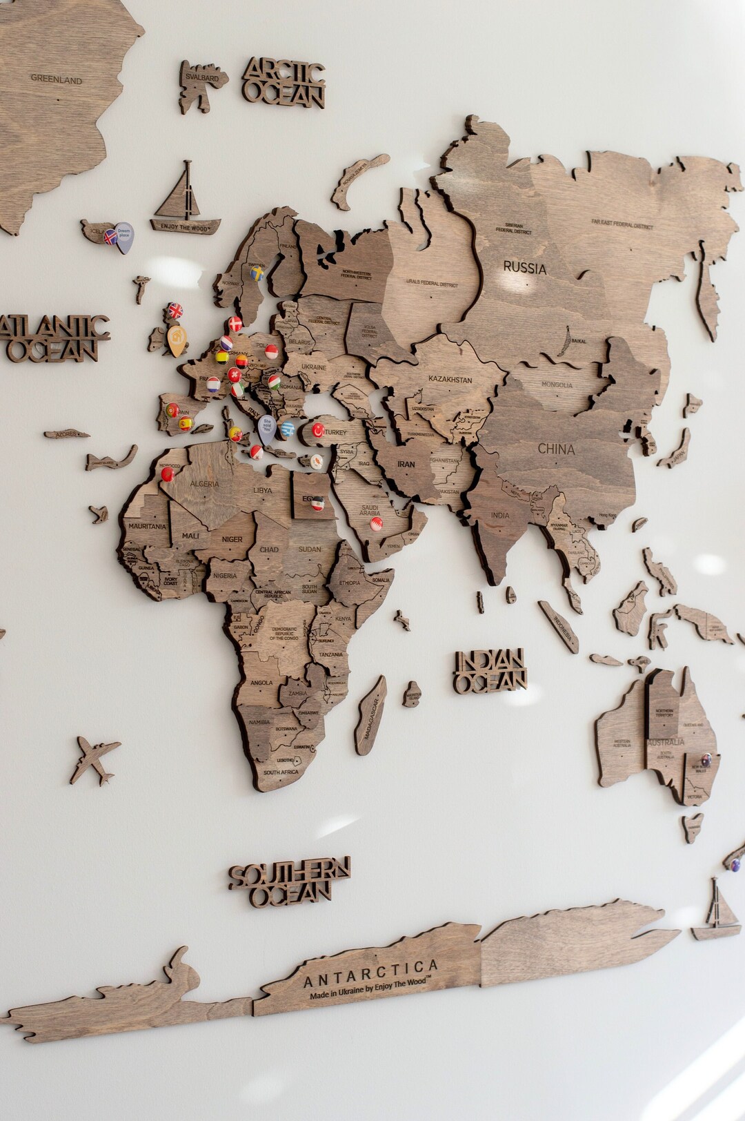 Wooden World Map Wall Art by Enjoy the Wood, Home Decor, Family Gift ...