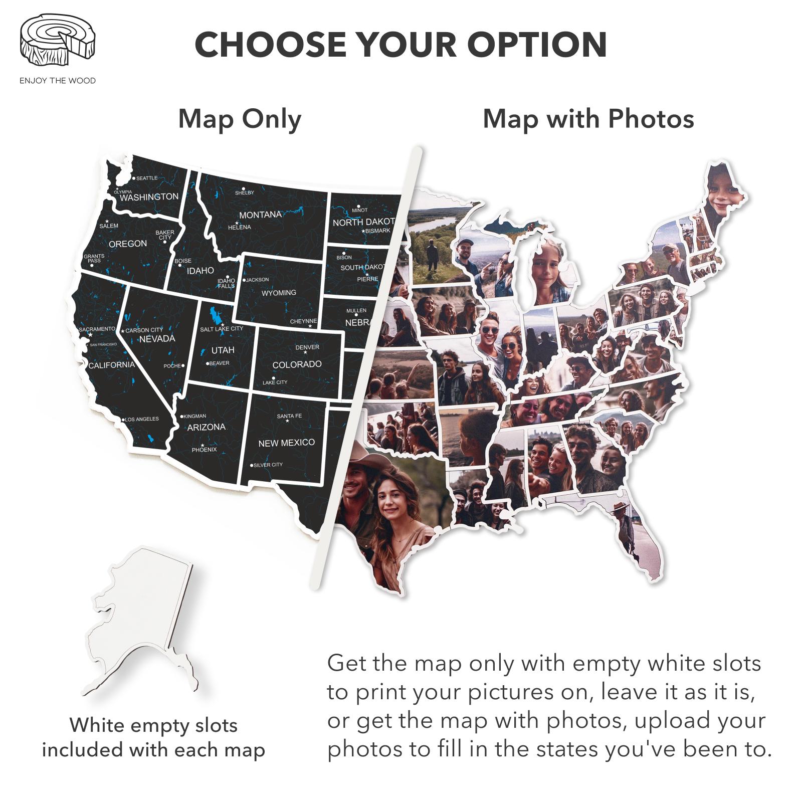 50 States Travel Map, USA Picture Map, States Visited Map, Create a ...