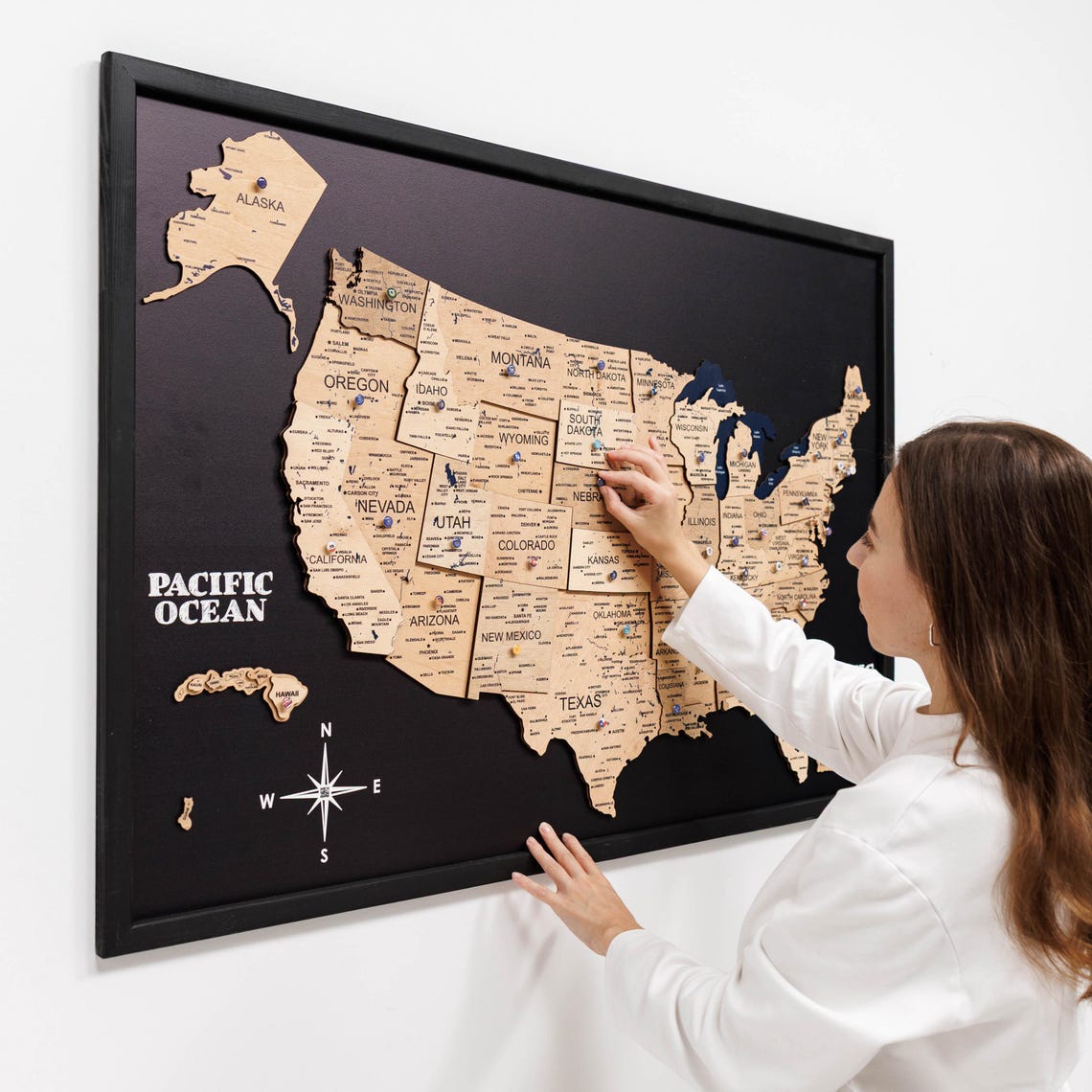 US Push Pin Map, Family Travel Map, States Visited Map, Adventures ...