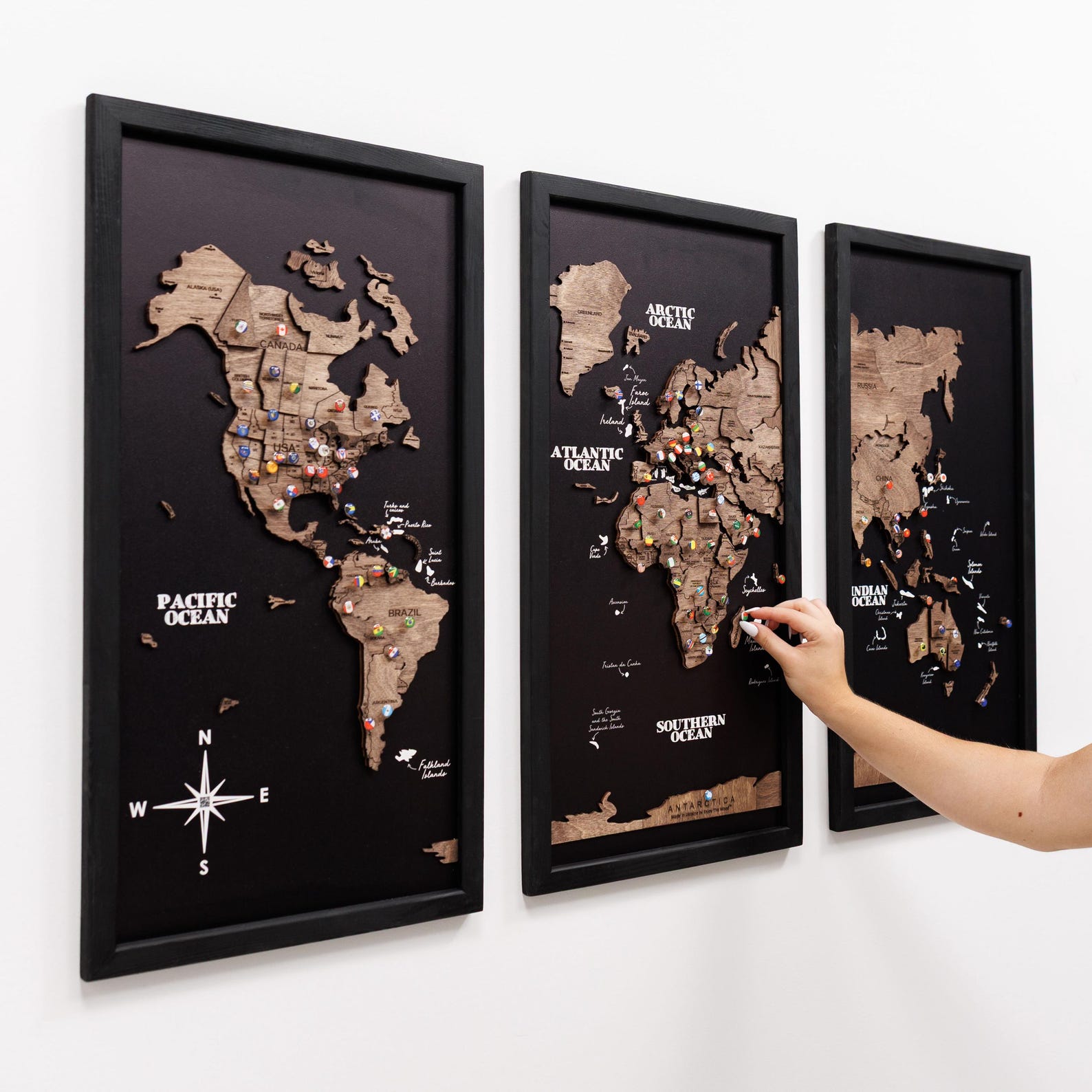 Traveling Map 3D World Map for Wall Adventure Map With Push Pins ...
