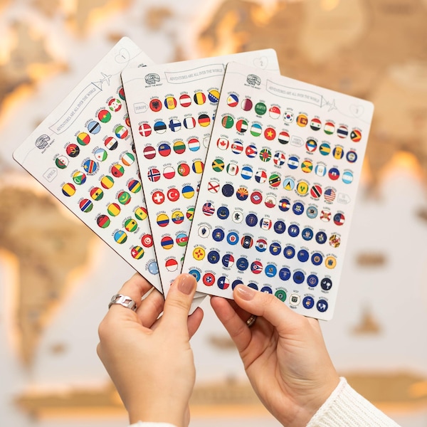 Wooden World Map Flags - Etsy UK