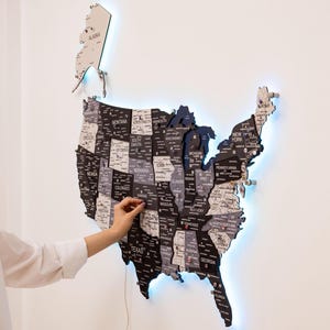 USA Push Pin Map With LED Backlight, Travel Map Push Pin, House Decor ...