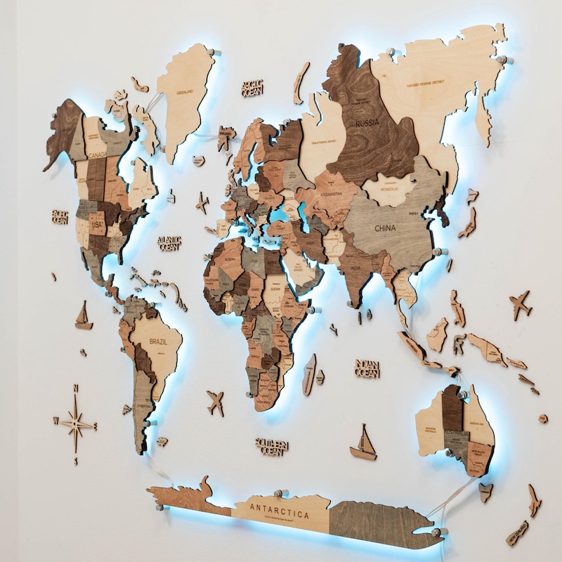 World Map 3d Classic - Etsy UK