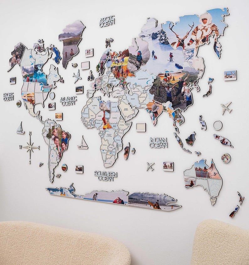 World Map Wall Art, Family Trip Map, Places Visited Map, Couples Travel ...