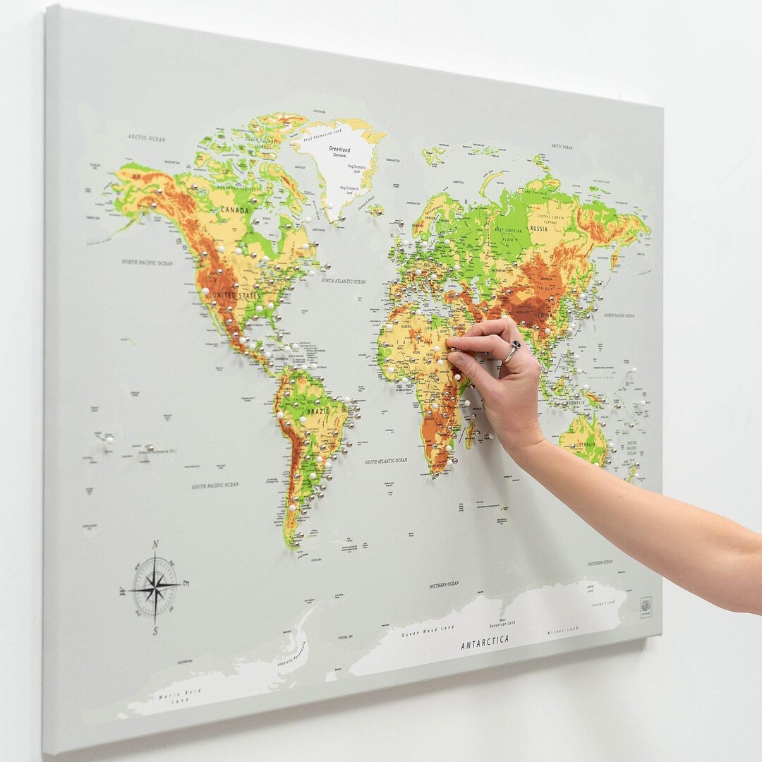 Detailed Accurate World Map Canvas Personalized Travel Map Travel ...