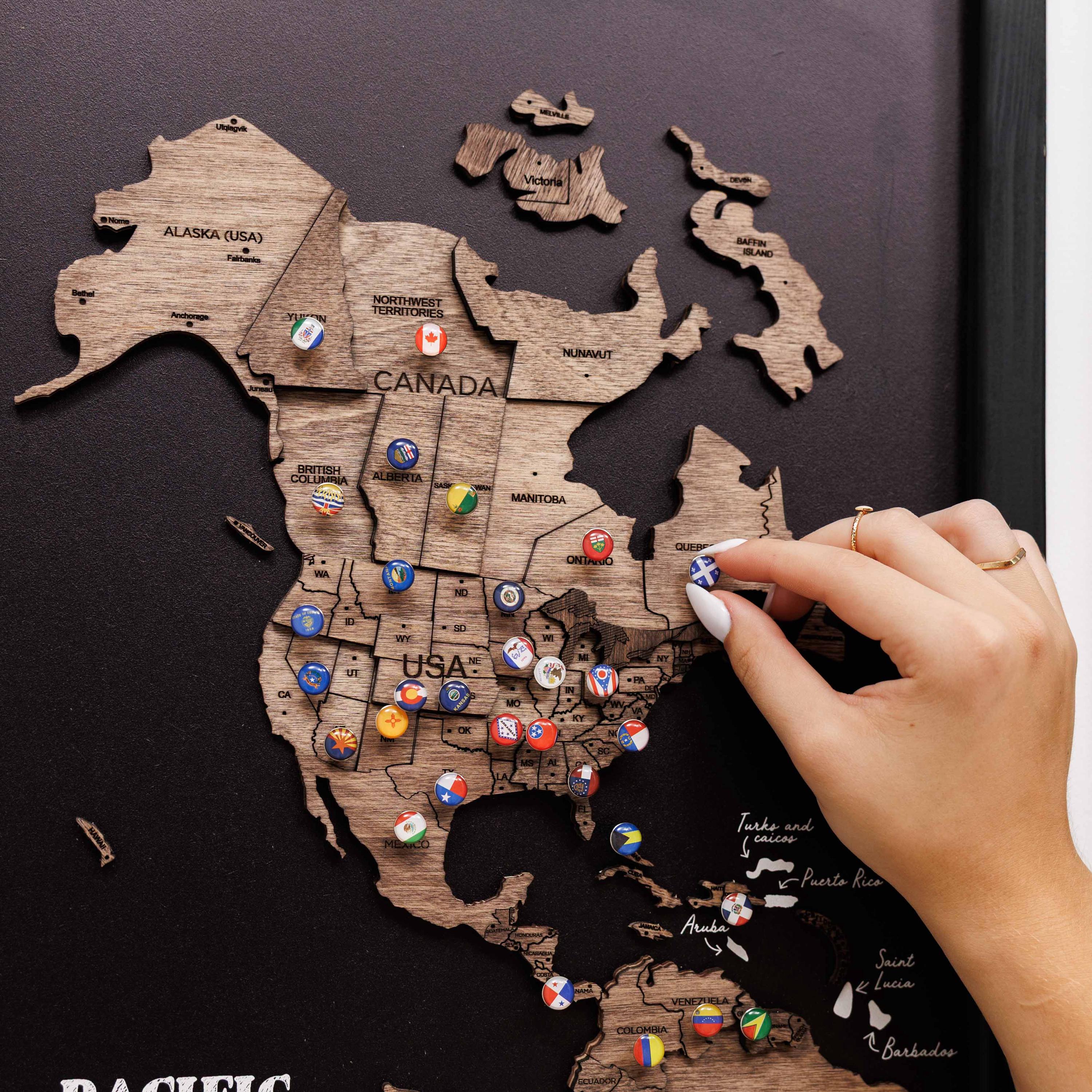 Traveling Map 3D World Map for Wall Adventure Map With Push Pins ...