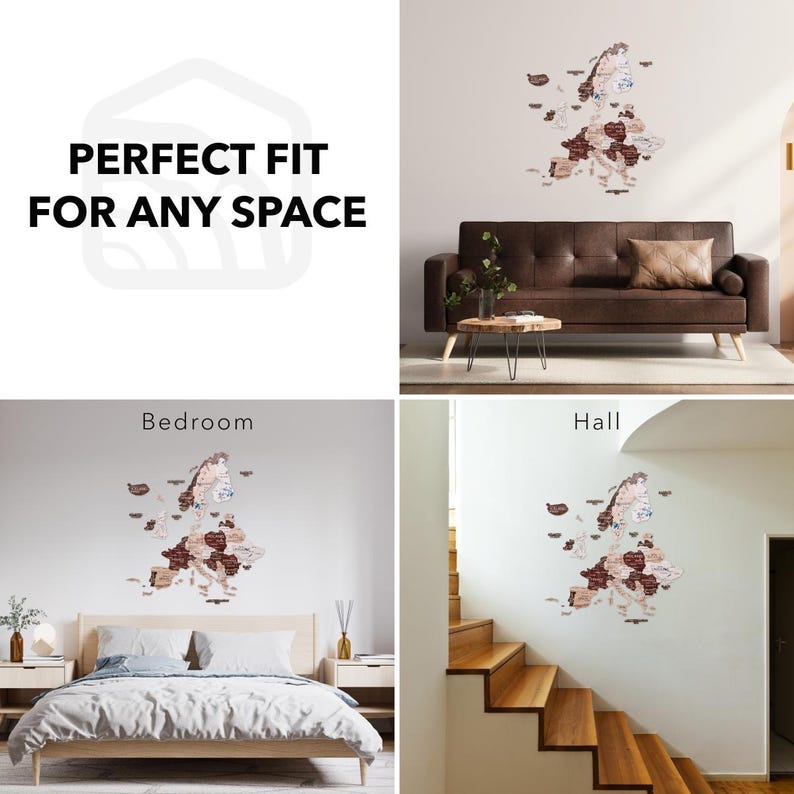 Visited European Countries Map, Rustic Home Apartment Decor ...