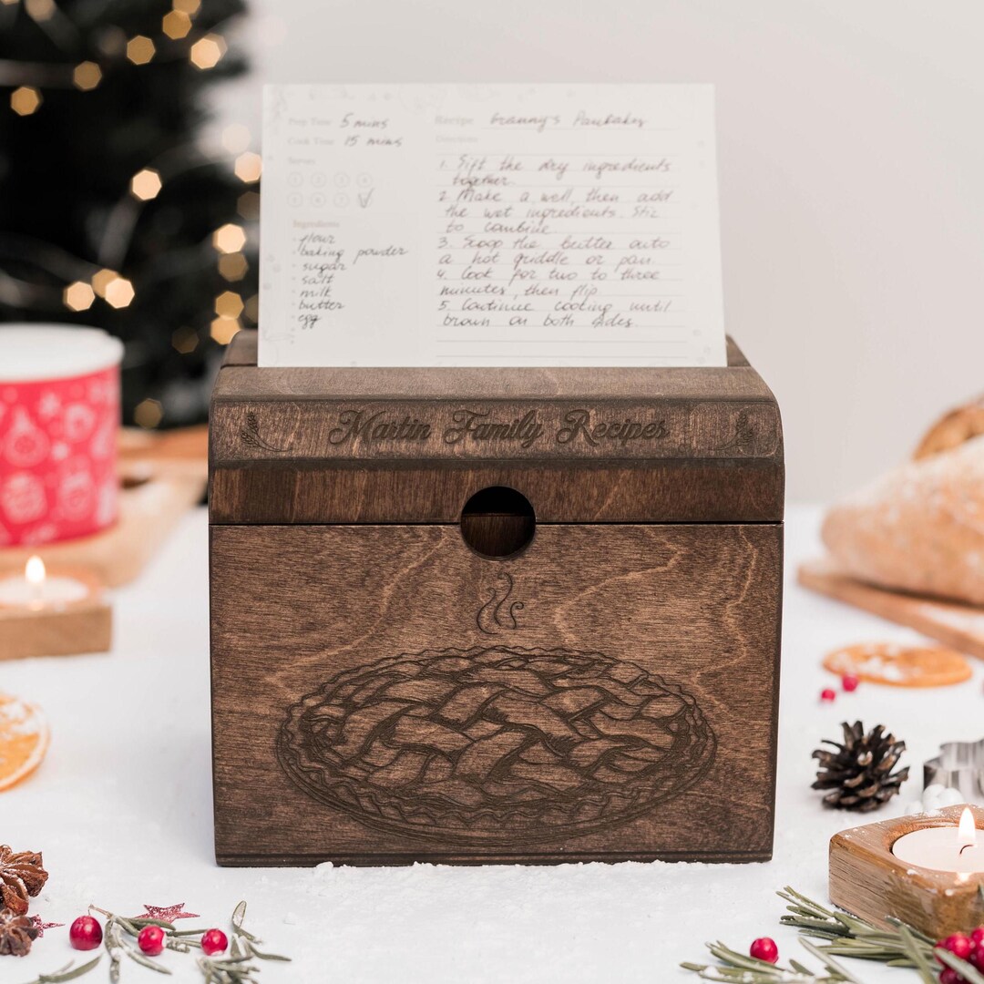 Personalized Recipe Box With Dividers, Recipes Storage, Cook Gift ...