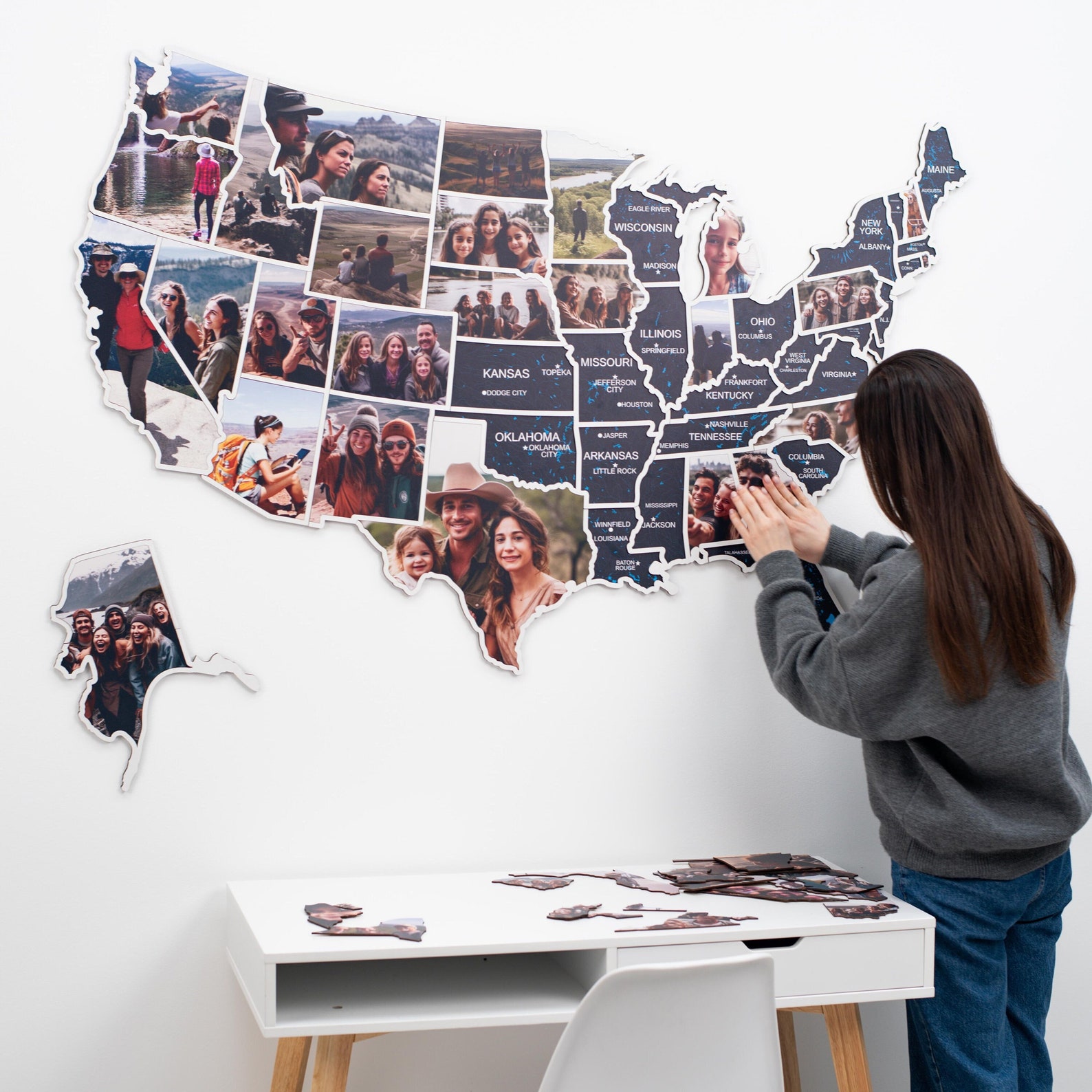 50 States Travel Map, USA Picture Map, States Visited Map, Create a ...