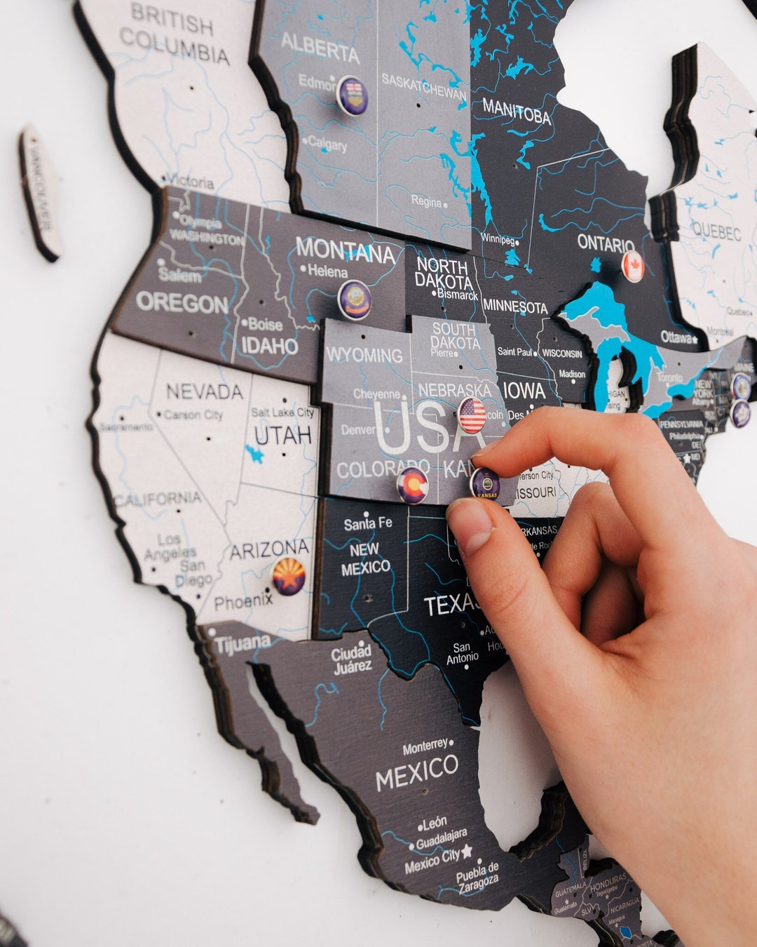 Handcrafted 3D Colored World Wood Map Perfect Wall Decor for Home or ...
