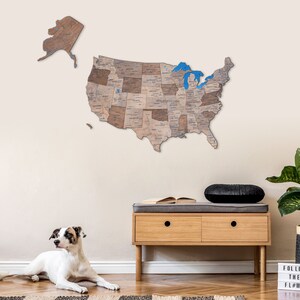 USA Wall Art, Rustic Decor, Housewarming Gift, US Travel Map, 3D Map of ...