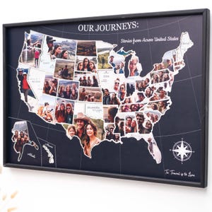 USA Photo Map, Wall Art Personalized, Panel Wall Decor, Travel Tracker ...