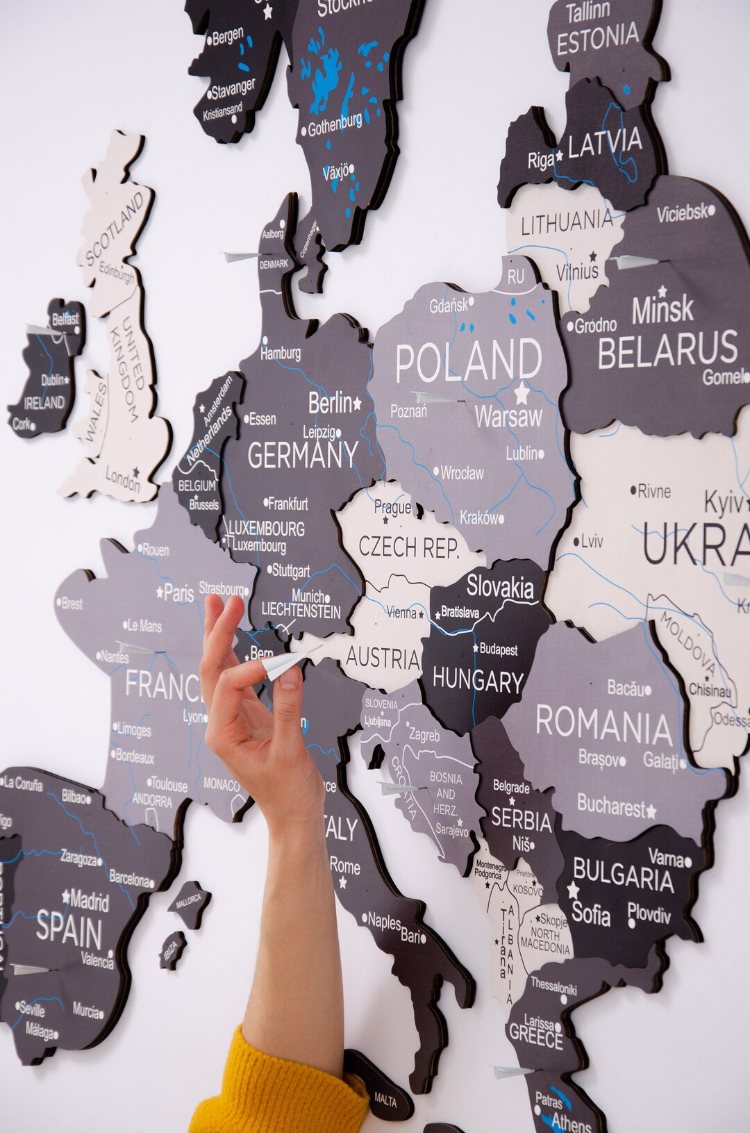 Europe Map Wall Art, Home Wall Decor, Colorful Travel Map 3D ...