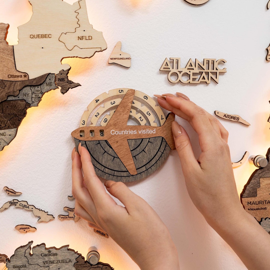 Wooden Travel Tracker Wall Decor - Travel Gift Countries Visited ...
