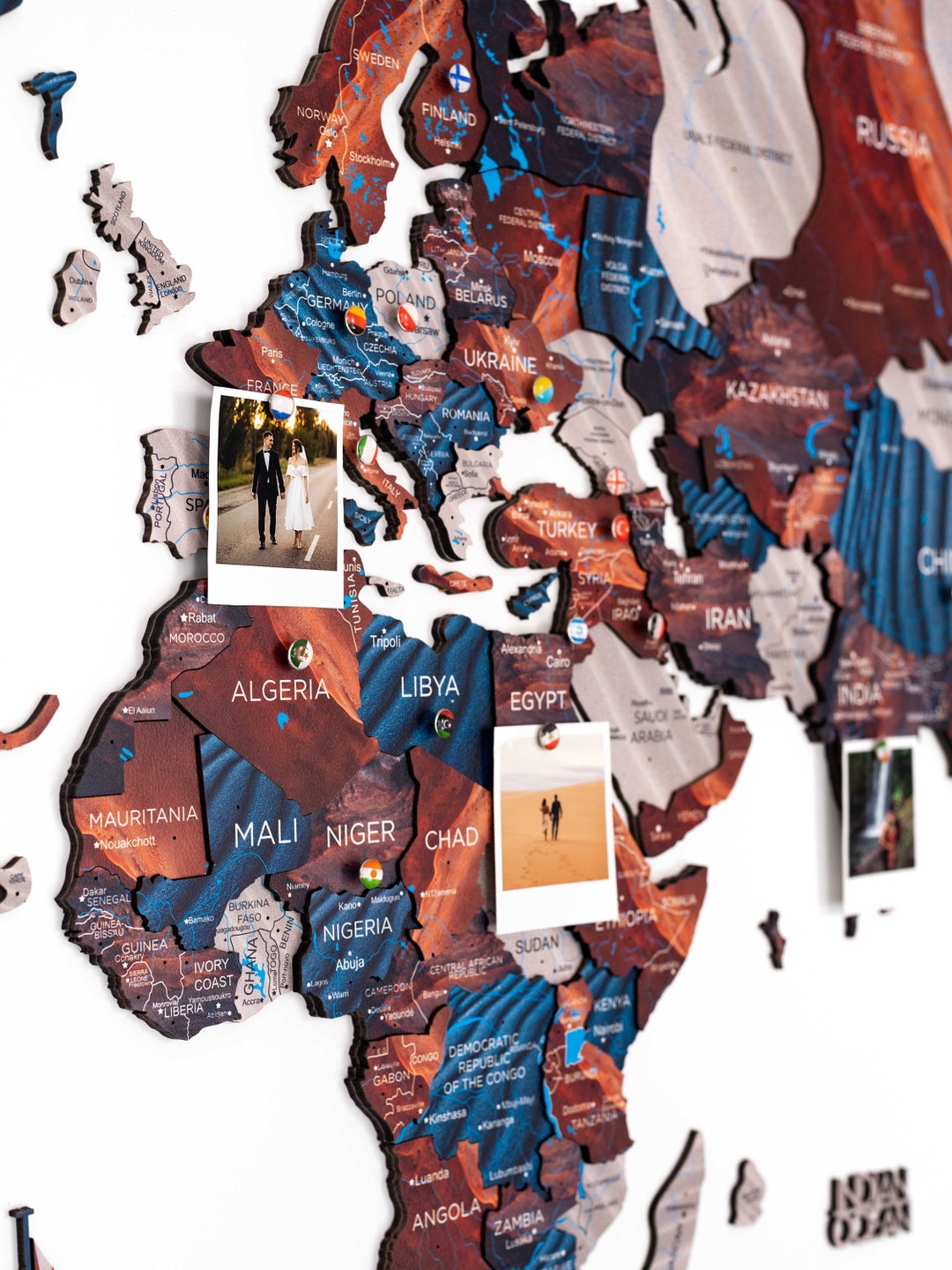 Wall Art Trendy, 3D World Map Push Pin, Mark Places Visited, Show Where ...