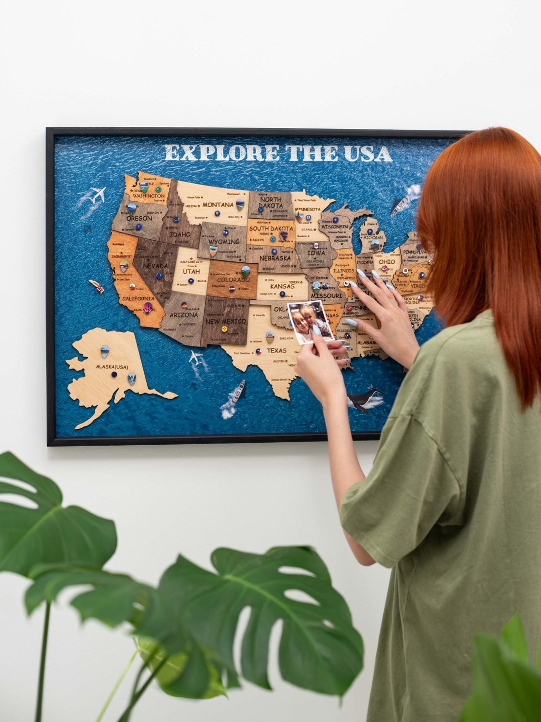 US Map Board, Wall Decor Map, 3D United States Map Wall Hanging ...