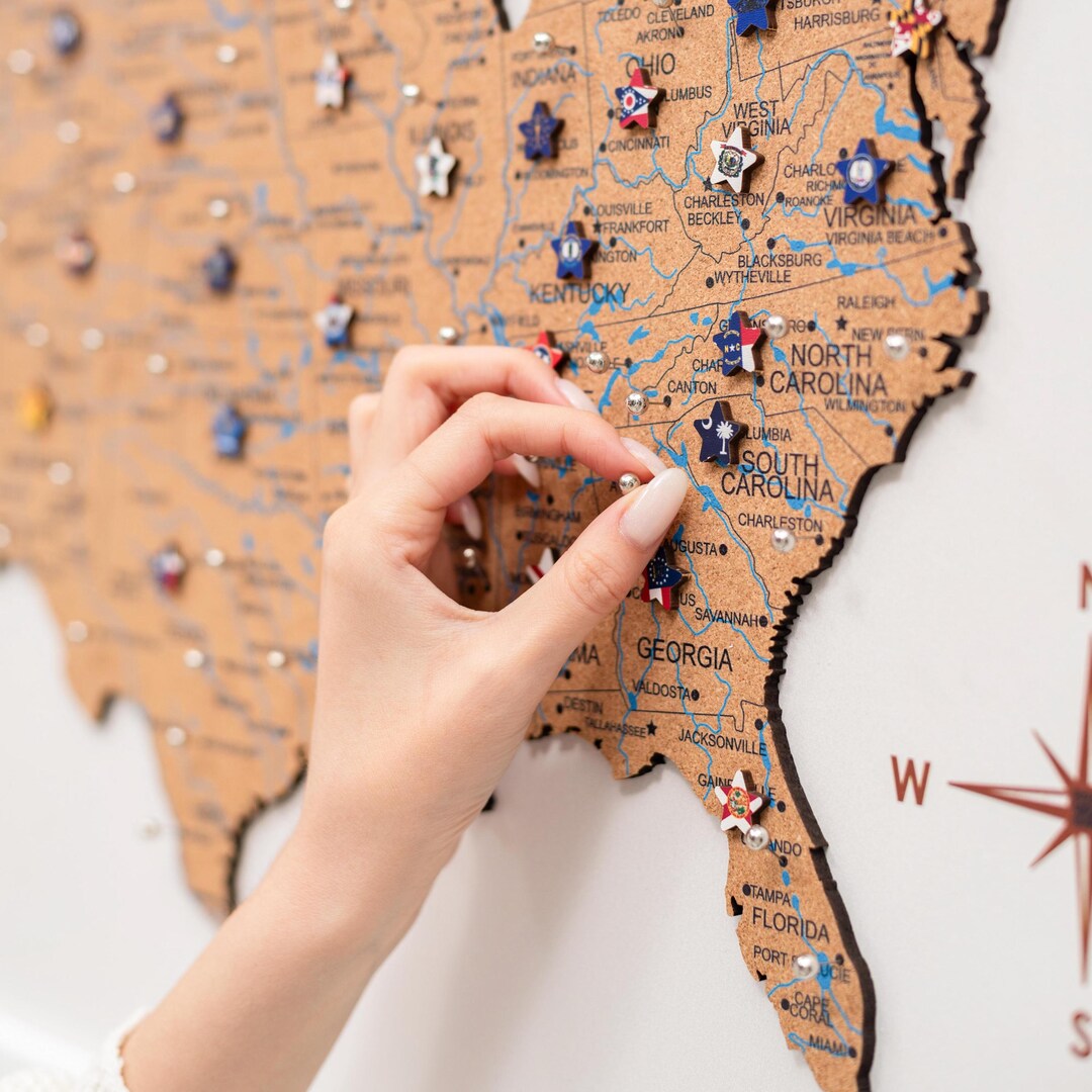 US Push Pin Map, Family Travel Map, States Visited Map, Adventures ...