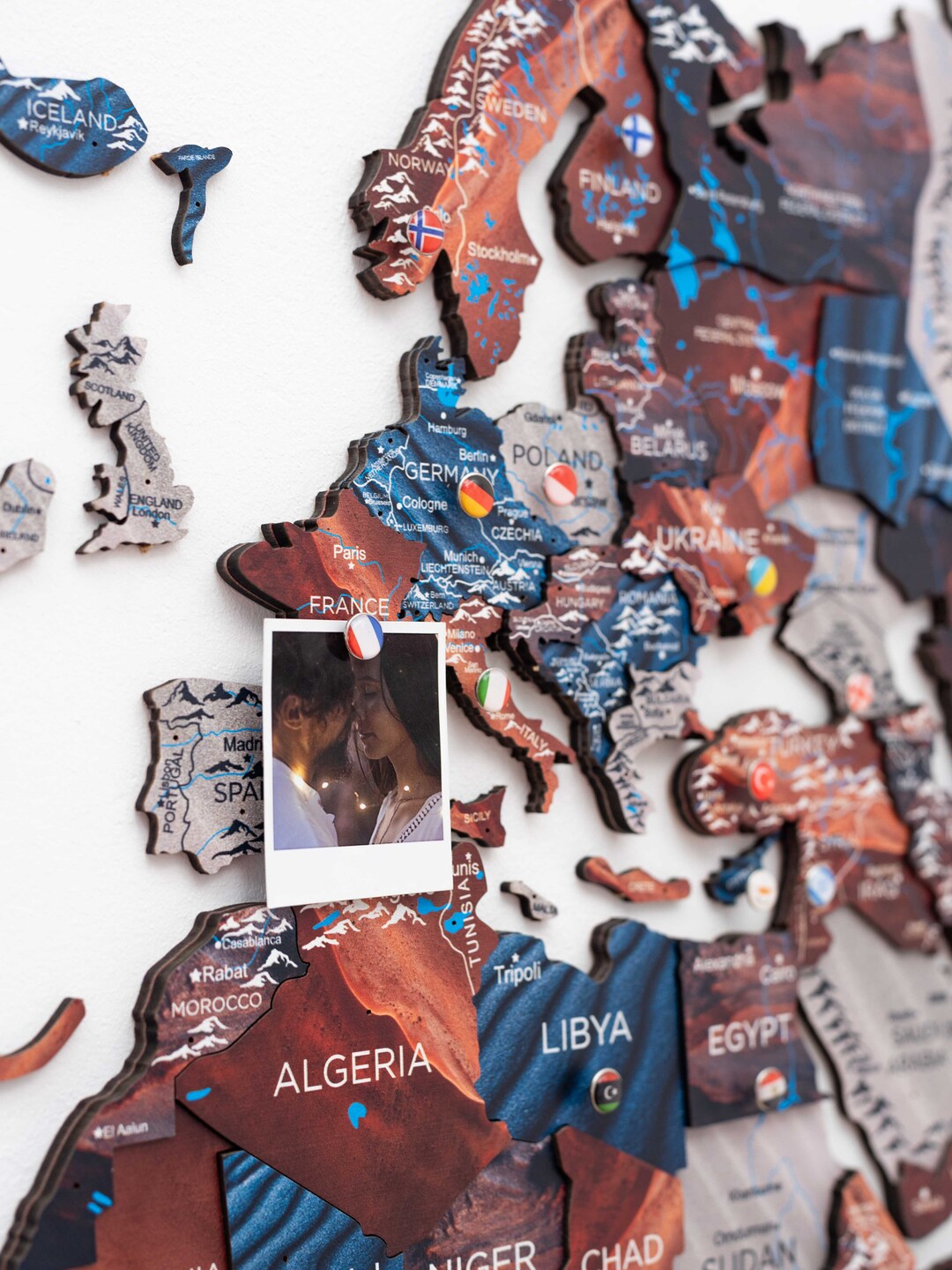 Wall Art Trendy, 3D World Map Push Pin, Mark Places Visited, Show Where ...