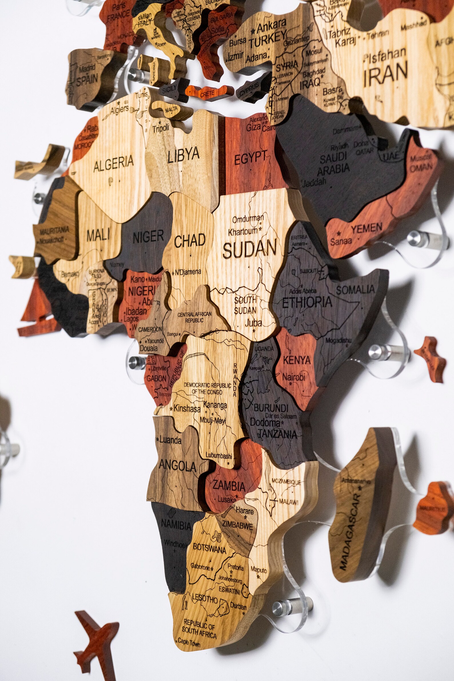 Luxury Wall Art LED 3D Map Solid Wood World Map Large Wall - Etsy