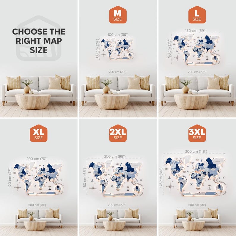 3D Wooden World Map With LED Backlight, Push Pin Traveling Map Tracker ...