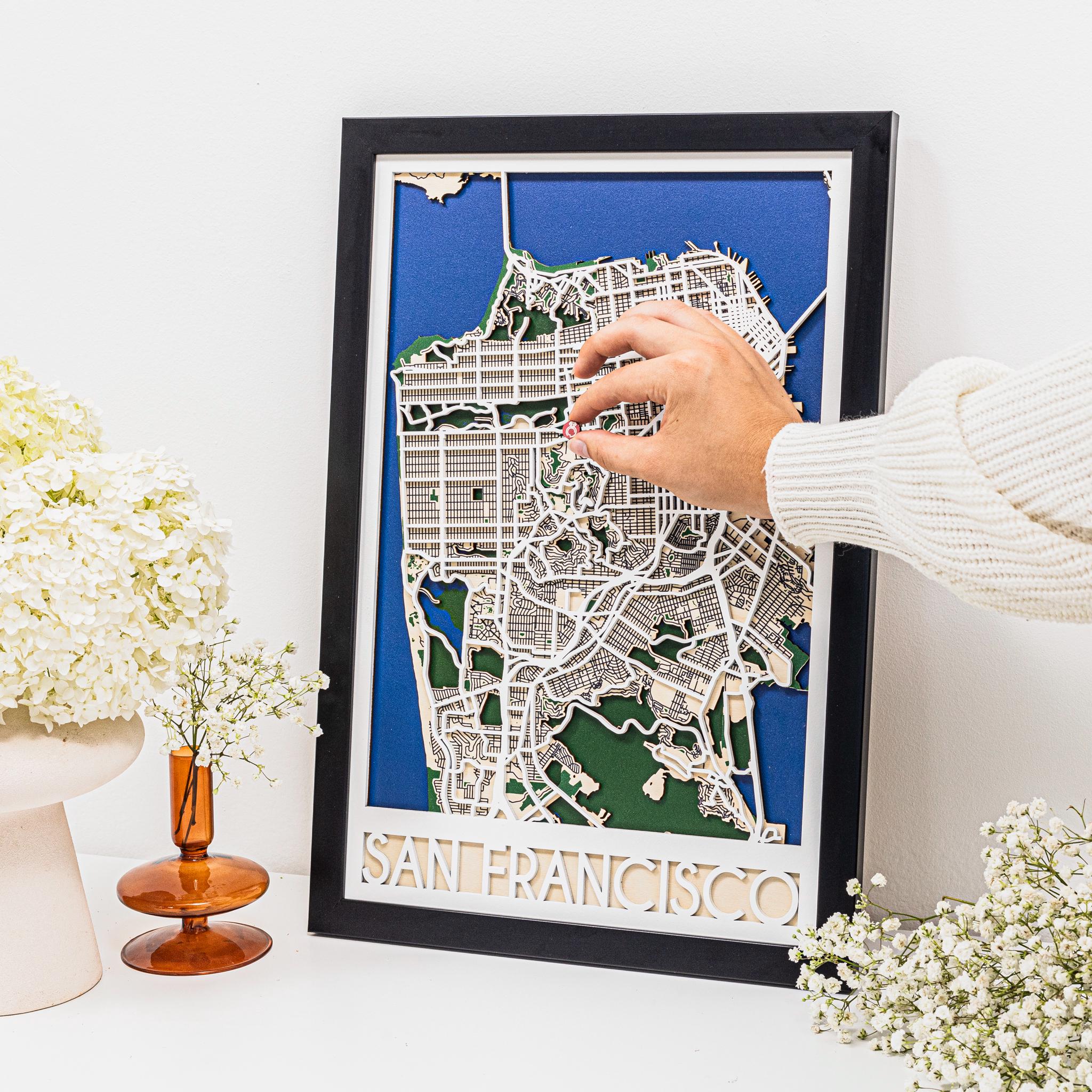 3D Wood Map of Your City Street Maps Home Office Decor Housewarming ...