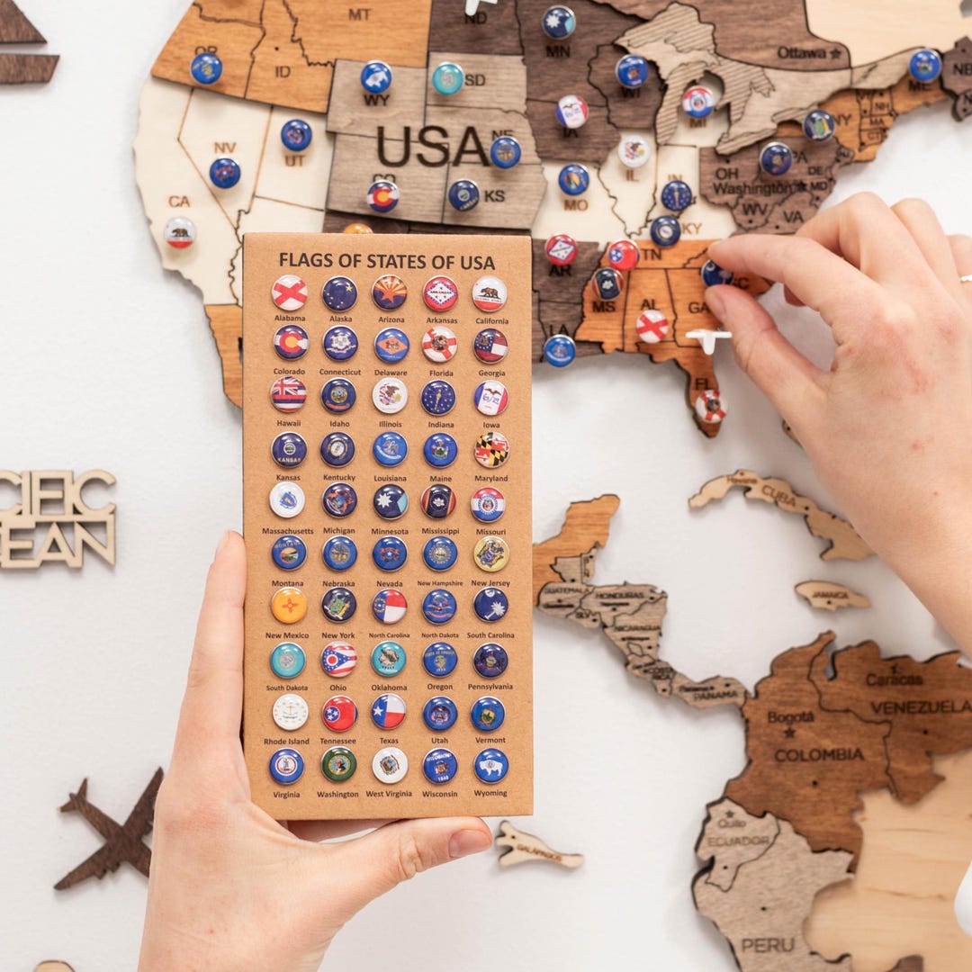 USA Flag Push Pins for Wooden Map Cork Pinboard - Etsy