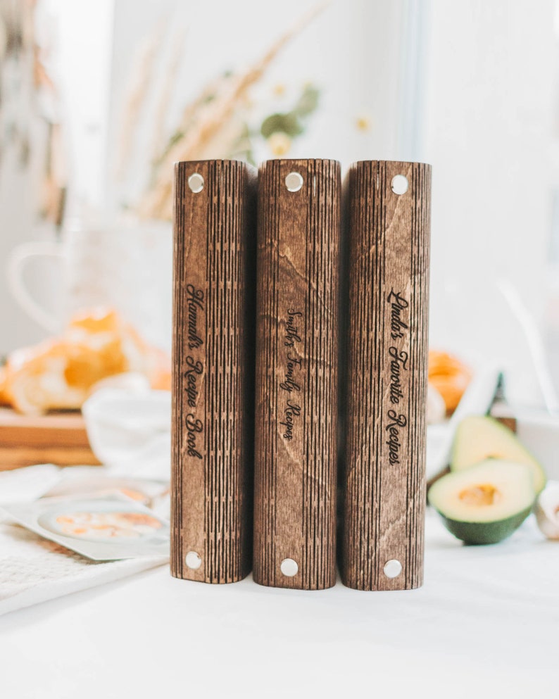 Personalized Recipe Book Binder Wooden Journal Moms Cookbook | Etsy