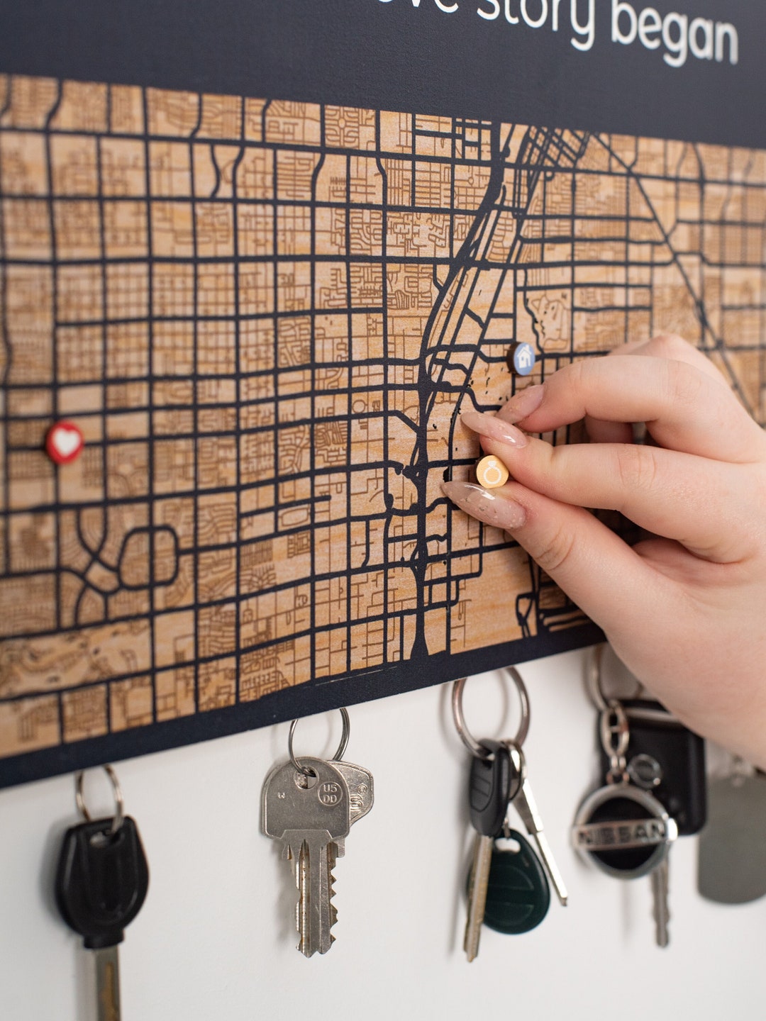 Wooden Stickers for City Map, Wooden Location Stickers Adhesive Backing ...