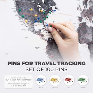 World Map Wall Art, Framed Wall Decor, Canvas Mounted Map, Push Pin Map ...