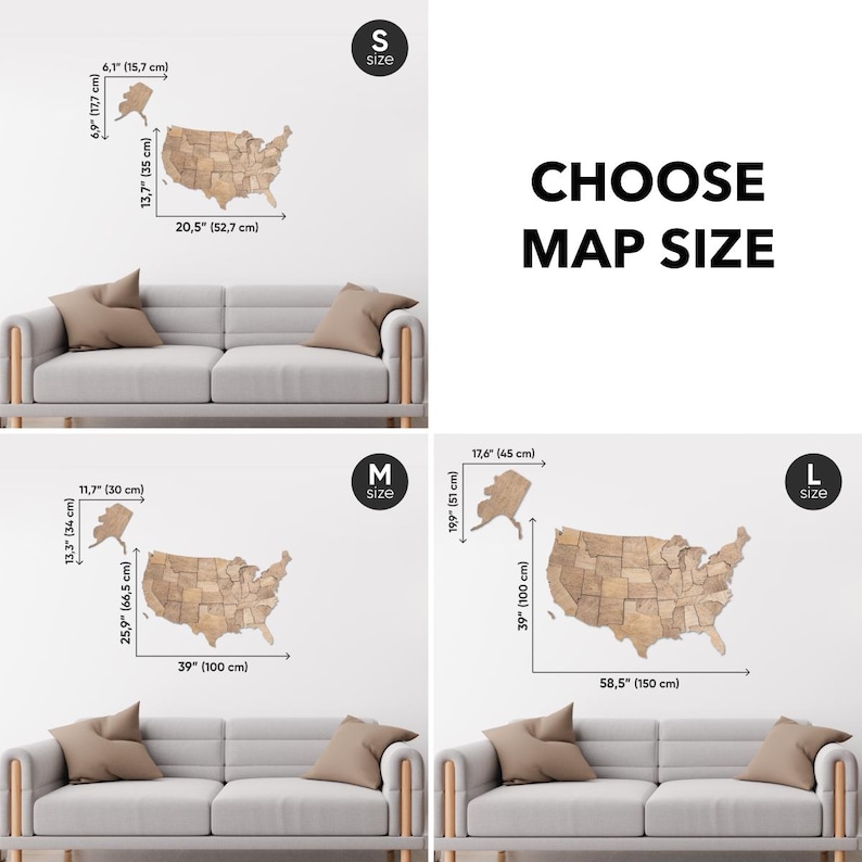 US Push Pin Map With LED Backlight, Travel Map Push Pin, Home Decor ...