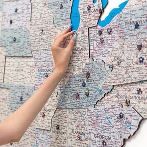 Wooden USA Map, Wall Decor, Home Gift, Travel Tracker Map, 50 States ...