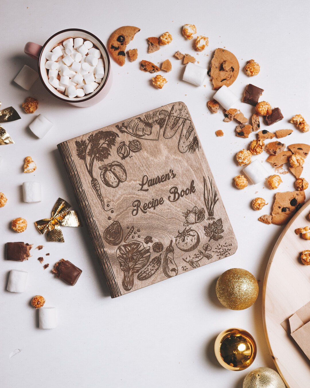 Personalized Mom Gift, Wood Recipe Book Binder, Custom Recipe ...