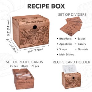 Kitchen Decor, Farmhouse Recipe Box, Rustic Recipe With Cards and ...