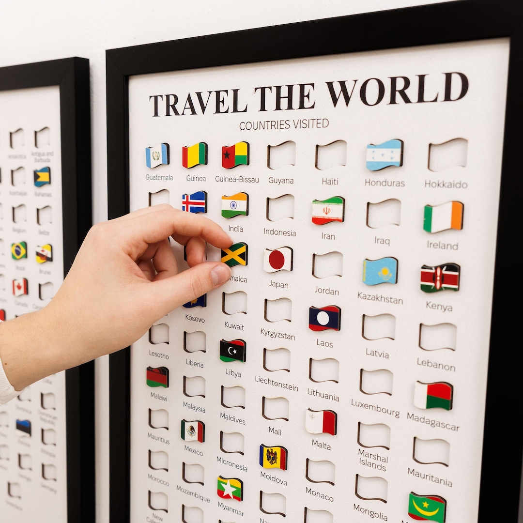 World Travel Tracker Poster, Personalized Adventure Decor, Countries ...