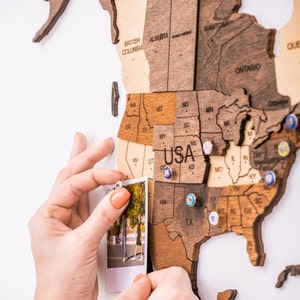 Handcrafted Wooden World Map Wall Art With Push Pins, Map Mark Your ...