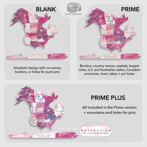 Preppy Wood Wall Decor, Modern Travel World Map, Light Pink Home Decor ...