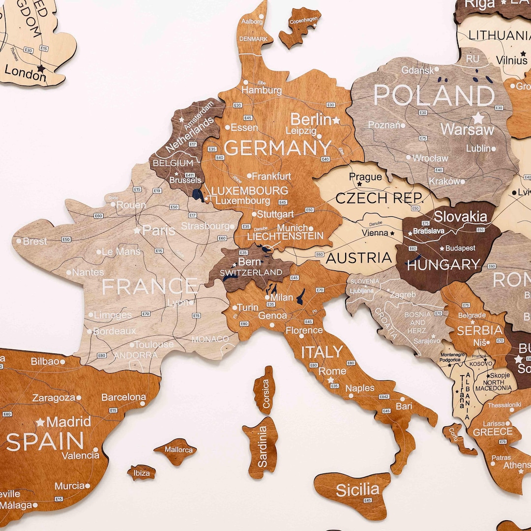 Visited European Countries Map, Rustic Home Apartment Decor ...