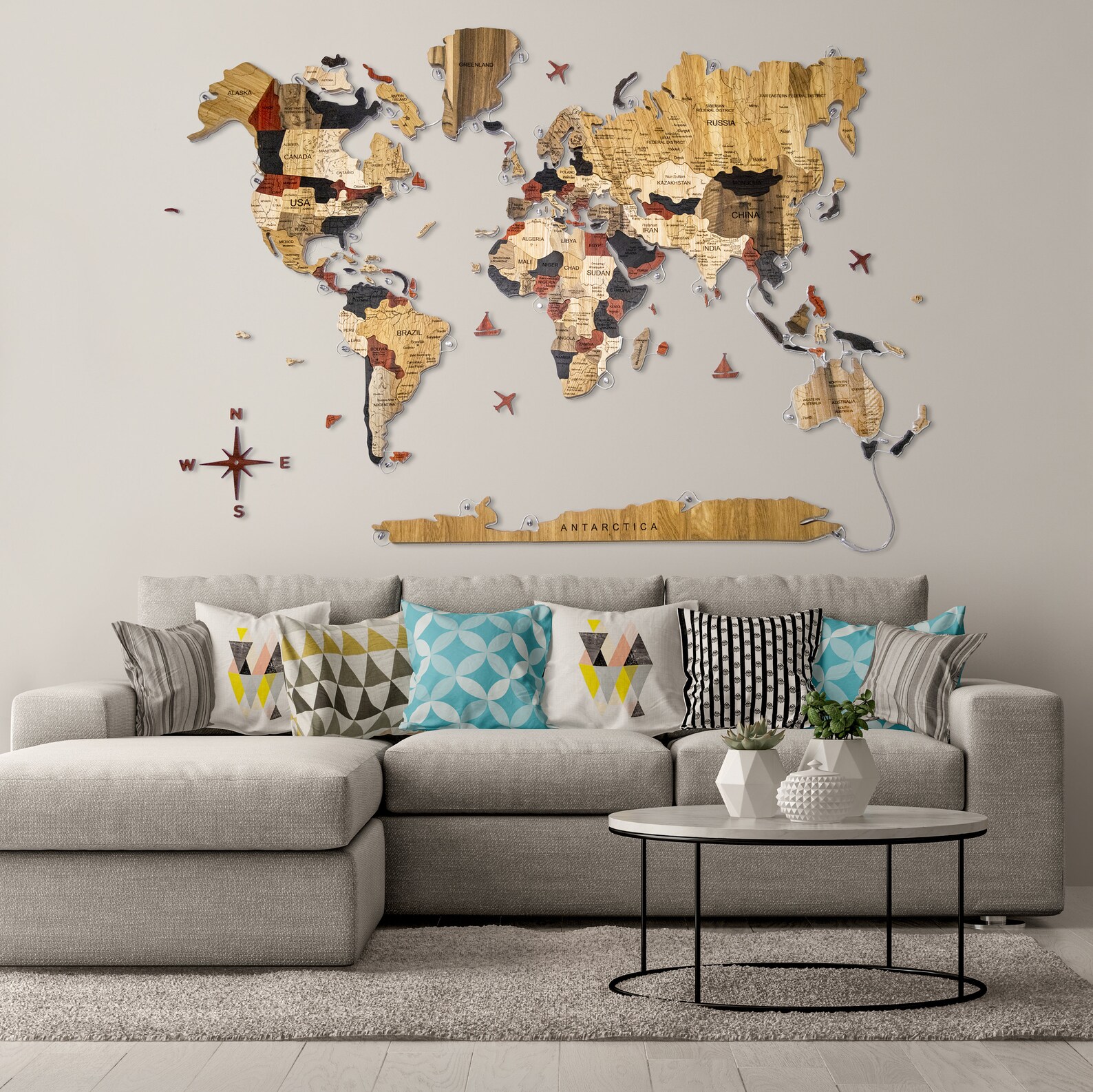 Luxury Wall Art LED 3D Map Solid Wood World Map Large Wall - Etsy