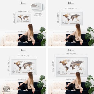 World Map Wall Art, Framed Wall Decor, Canvas Mounted Map, Push Pin Map ...