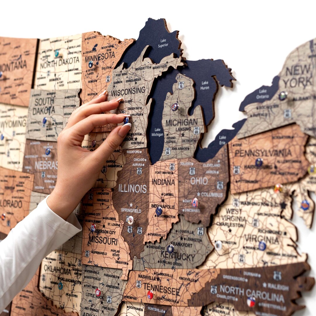 United States Map Wall Hanging, Unique Travel Gift for American ...