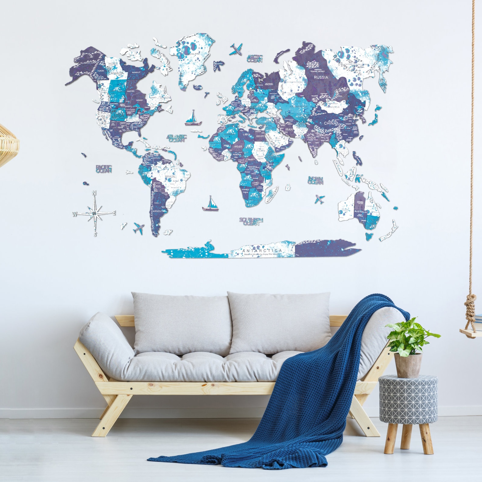 LED 3D Wall Map Art, Travel Map With LED Lighting, Illuminated World ...