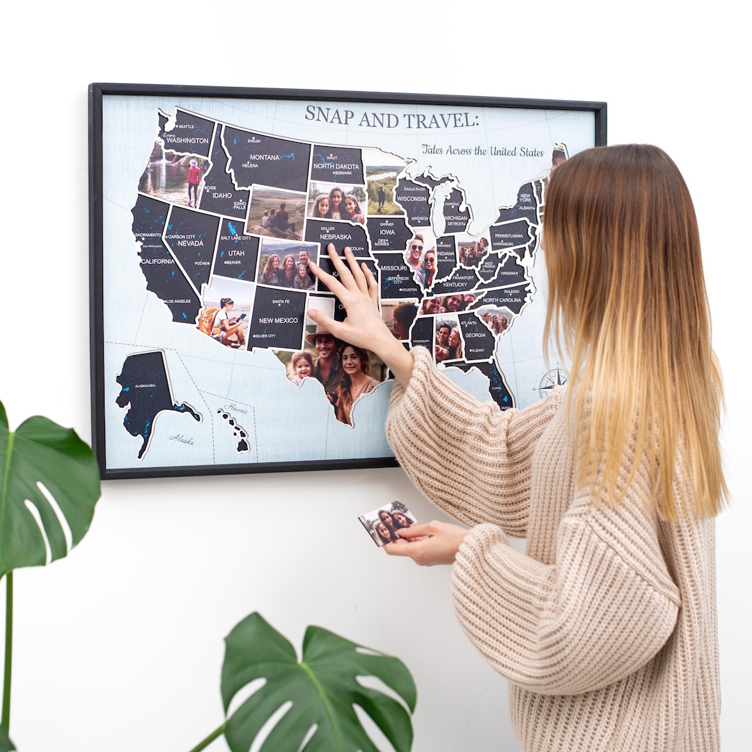 US Travel Map With Photos, Personalized Gift for Family, Parents, Home ...