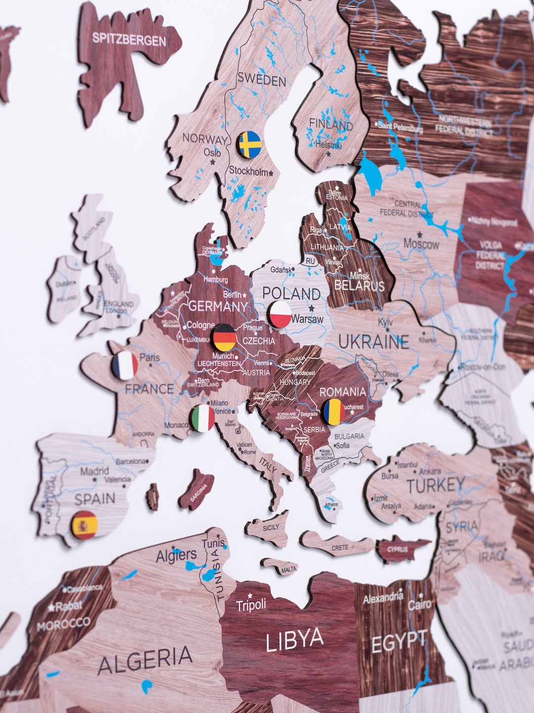 World Map Push Pins, Home Decor and Gifts, Travel Wall Art, Wood Wall ...