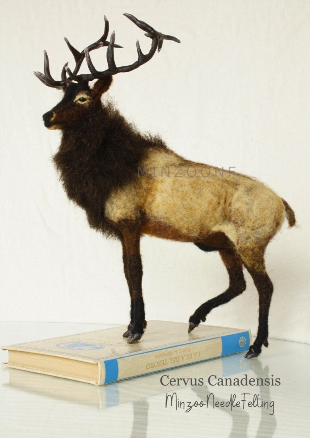 Needle Felted Elk, Wapiti Deer Art, Red Deer Felted Sculpture, Needle ...
